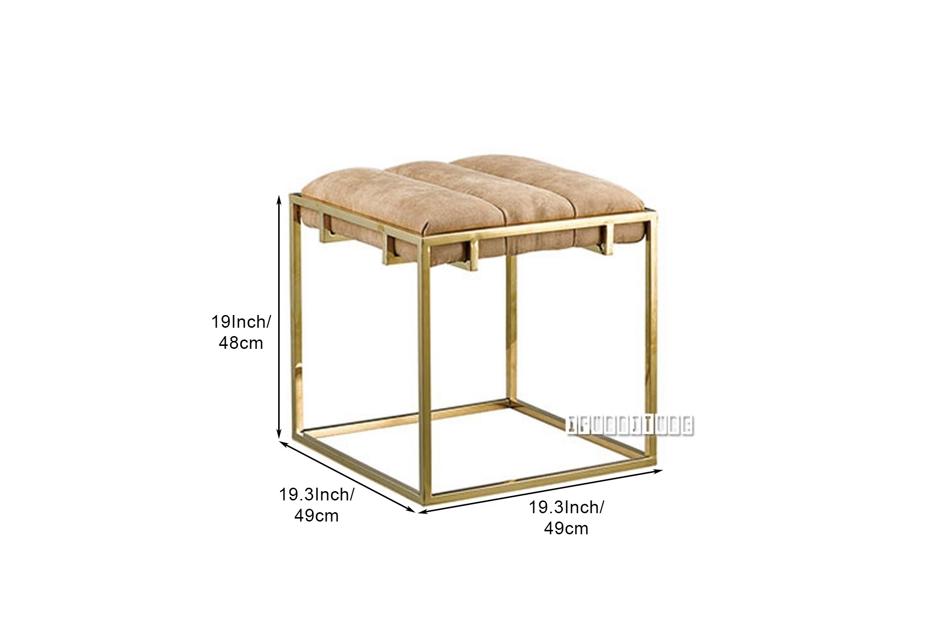 CANARY Gold Frame Velvet Foot Stool (Beige)-iFurniture-The largest ...