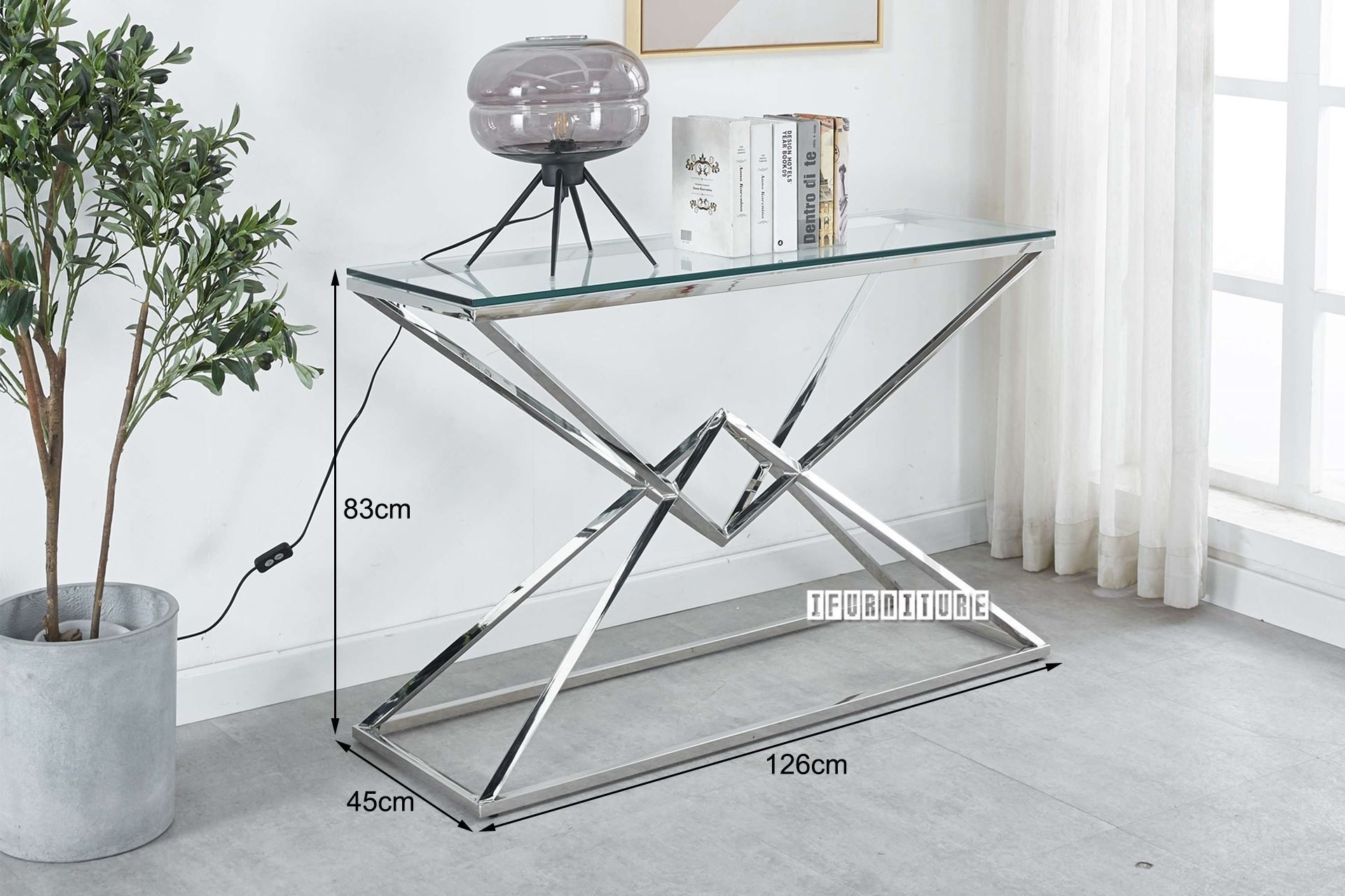 PYRAMID Clear Glass Top Console Table (Silver)-iFurniture-The largest ...