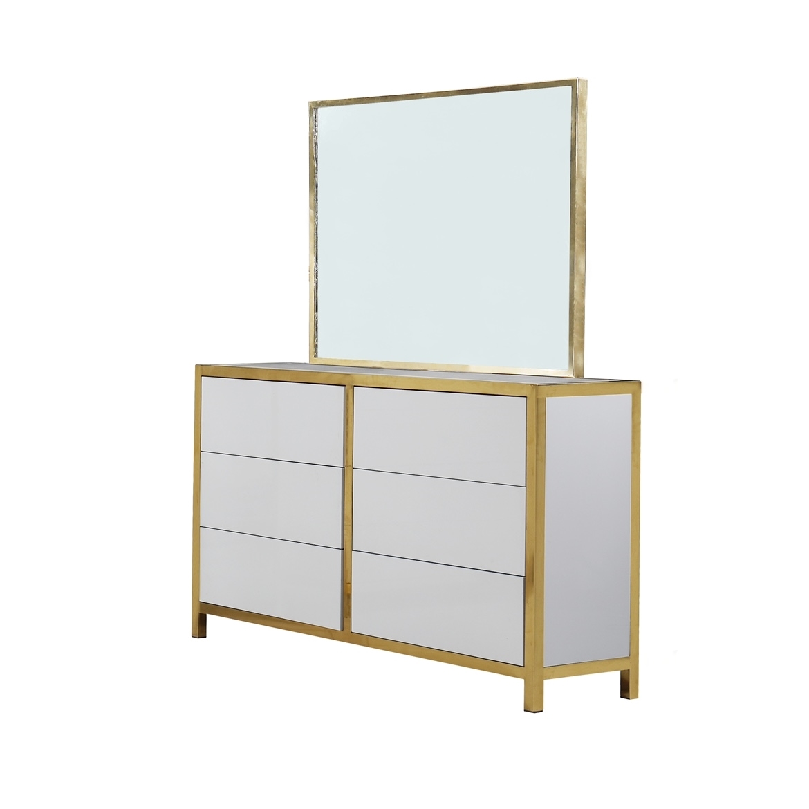 SKYVIEW 6-Drawer Steel Frame Dresser with Mirror (Gold)-iFurniture-The ...