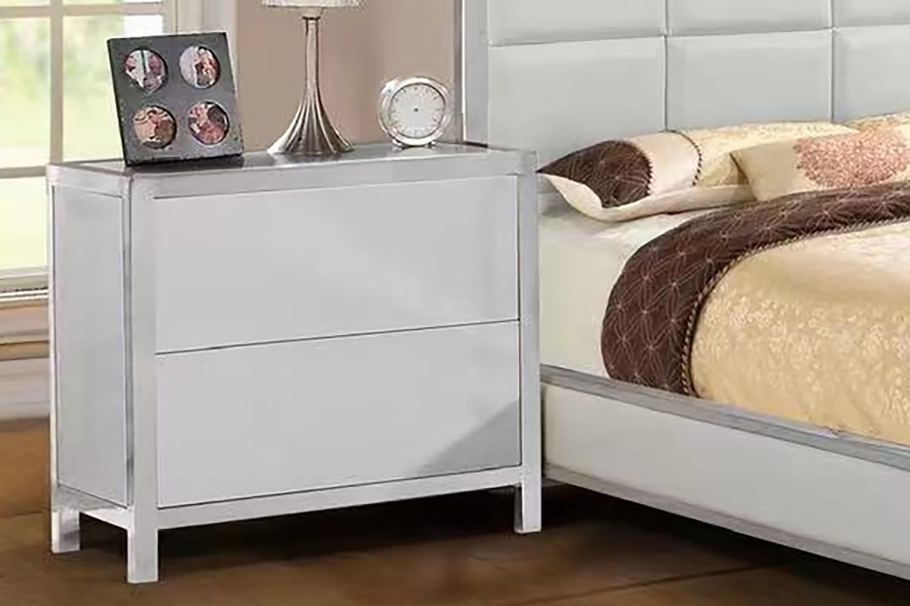 SKYVIEW 2-Drawer Steel Frame Nightstand (Silver)-iFurniture-The largest ...