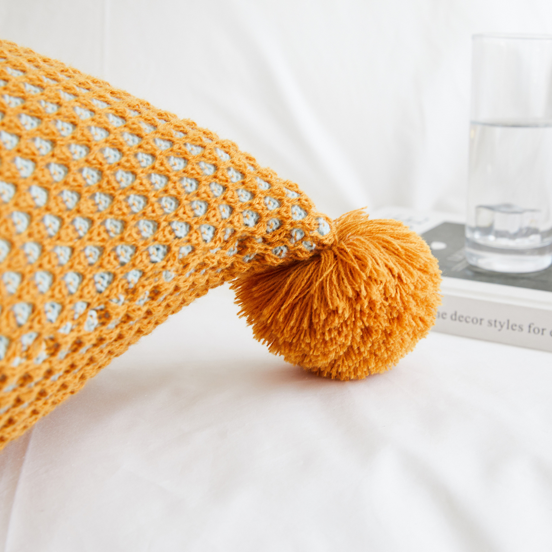 TASSEL HAND-KNITTED Rectangular Cushion with Inner (35cm x 55cm ...