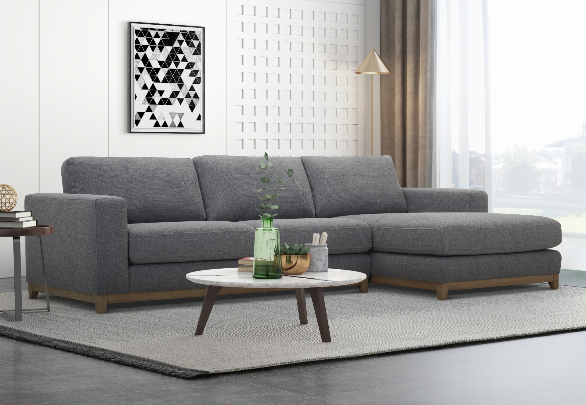 SIESTA Fabric Sectional Sofa (Dark Gray)-iFurniture-The largest ...