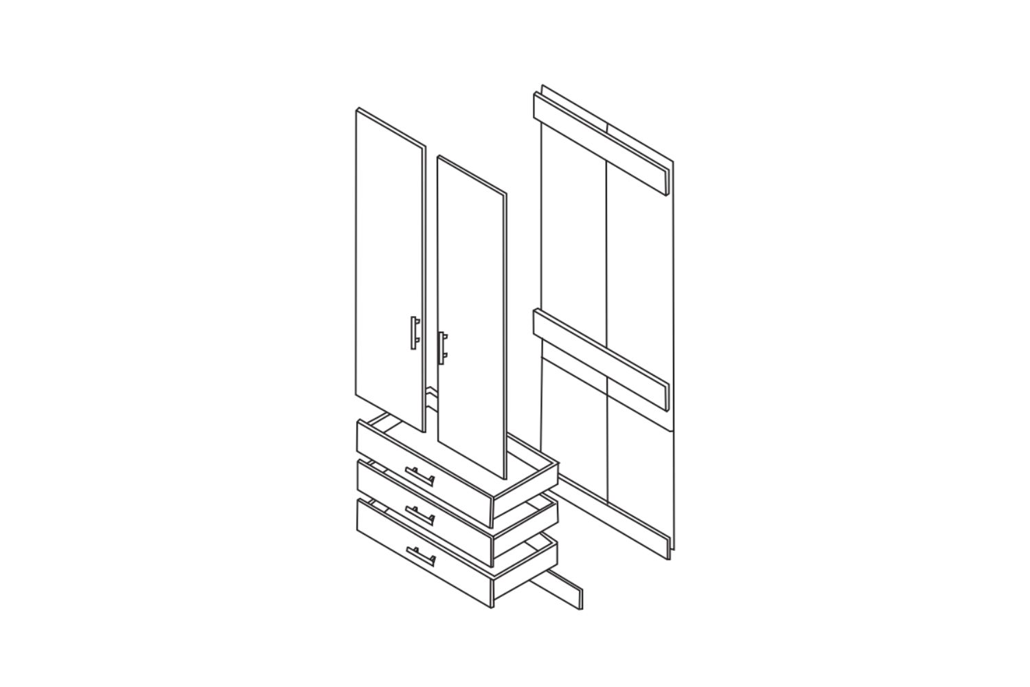 BESTA Wall Solution Modular Wardrobe - Parts for Customization (Oak ...