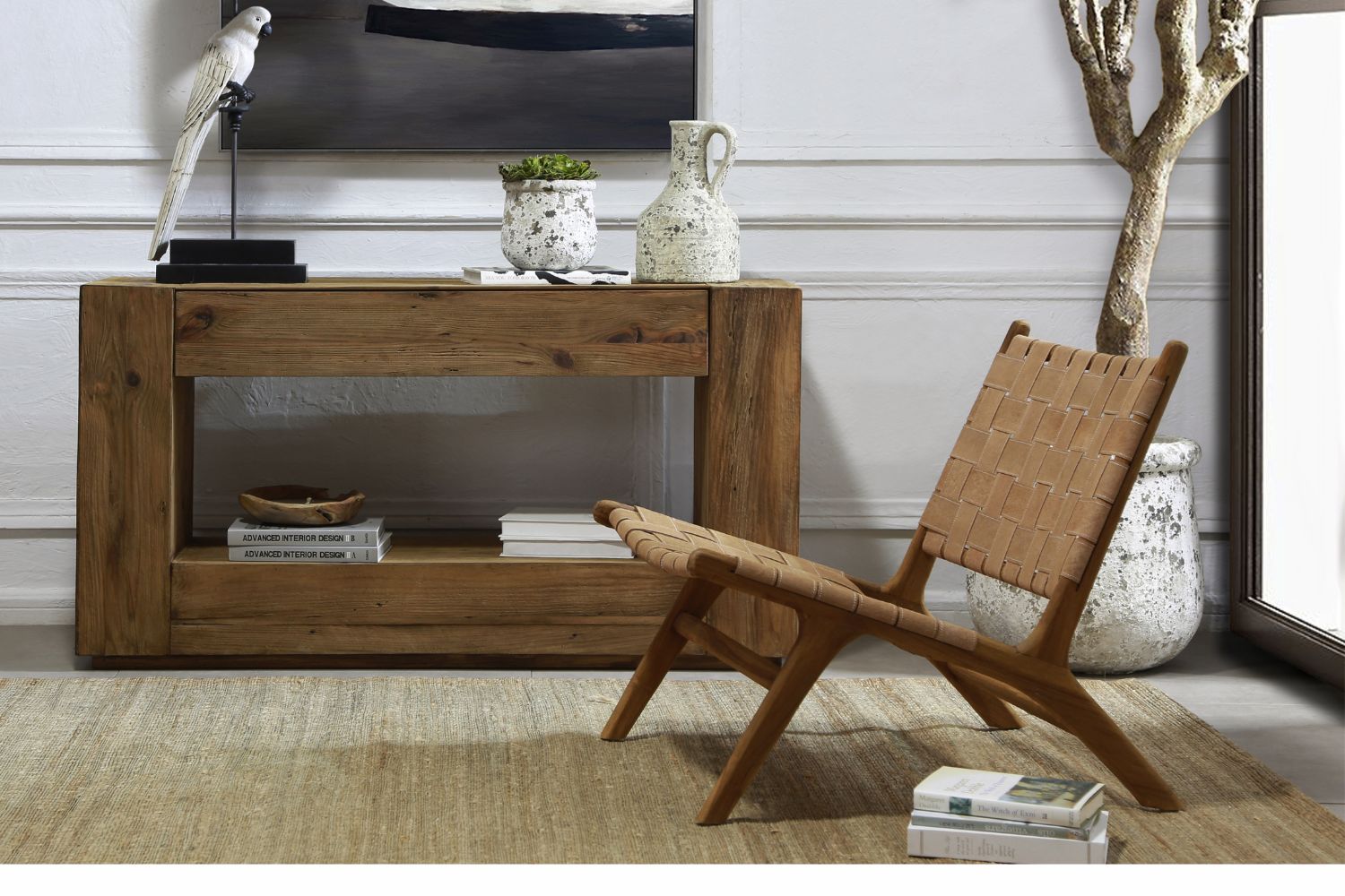 HOMER 100% Reclaimed Pine Wood Cuboid Console Table (55" x 30 ...