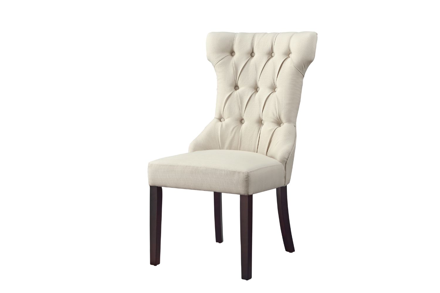 ARLETTE Button-Tufted Linen Wingback Dining Chair (Cream White ...