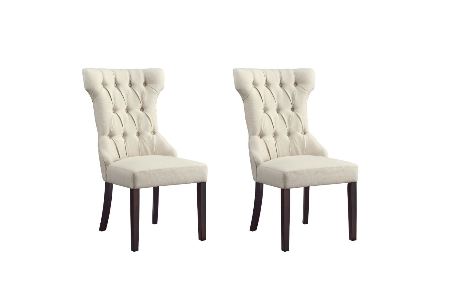 ARLETTE Button-Tufted Linen Wingback Dining Chair (Cream White ...