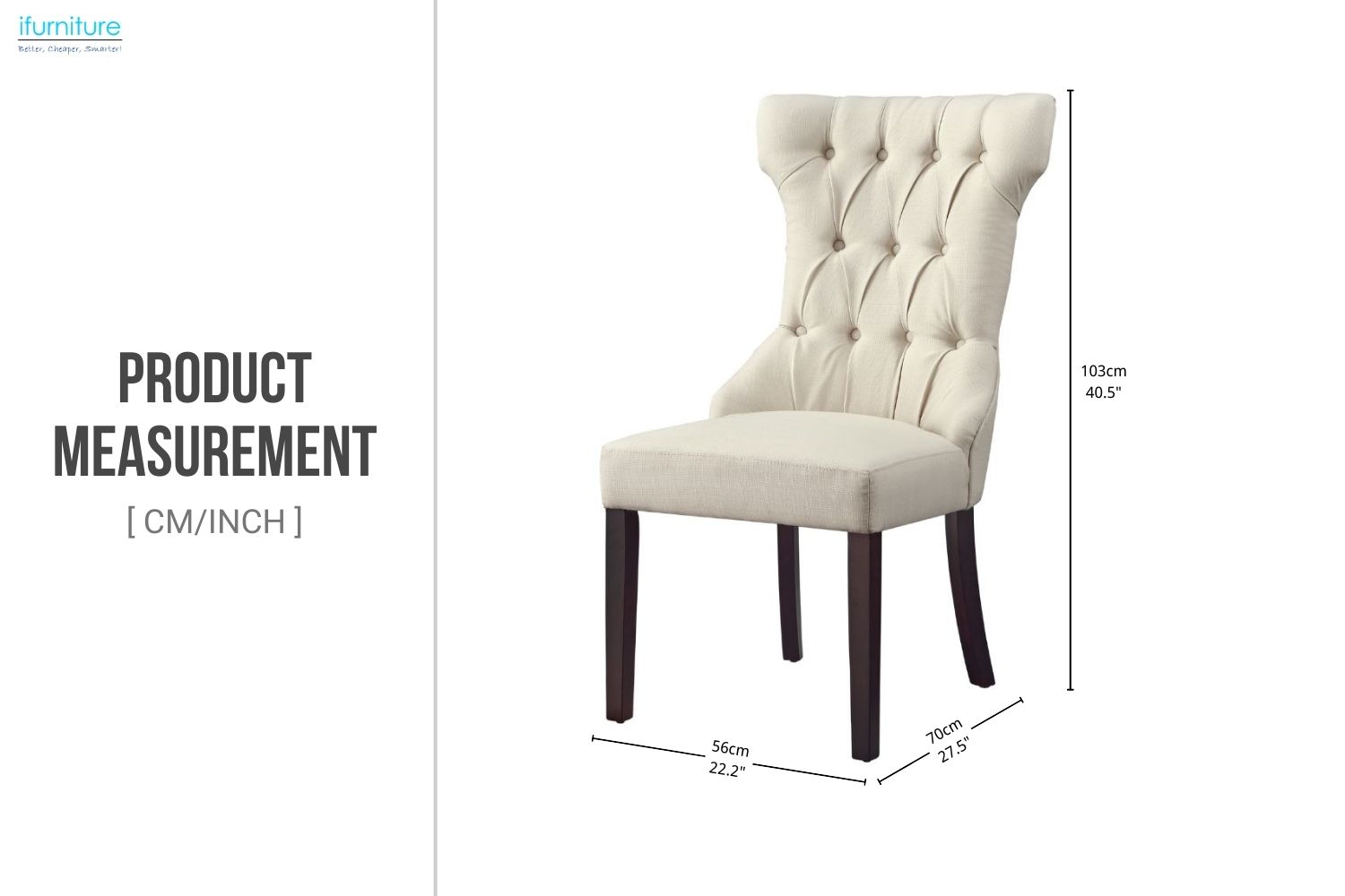 ARLETTE Button-Tufted Linen Wingback Dining Chair (Cream White ...