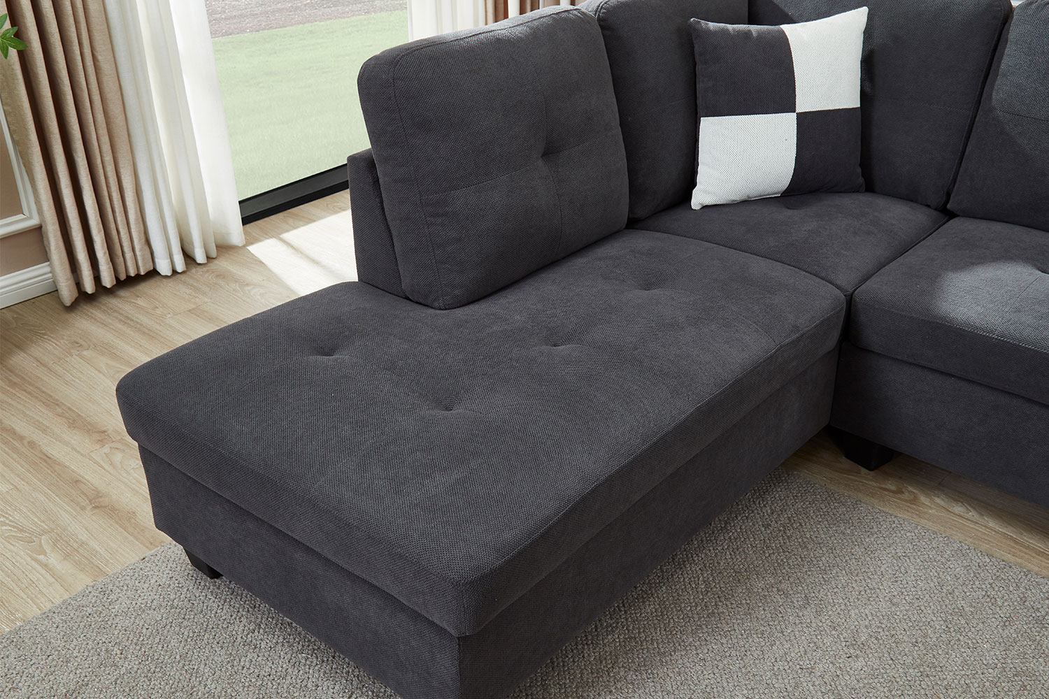 NEBULA Premium Sectional Sofa with Storage Ottoman & Drop-Down Console (Dark Gray)-iFurniture ...