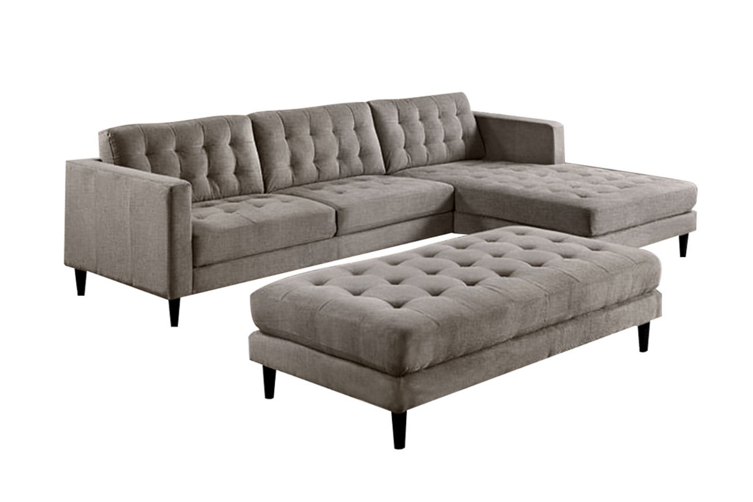 FRESNO Button-Tufted Fabric Sectional Sofa with Ottoman-iFurniture-The ...