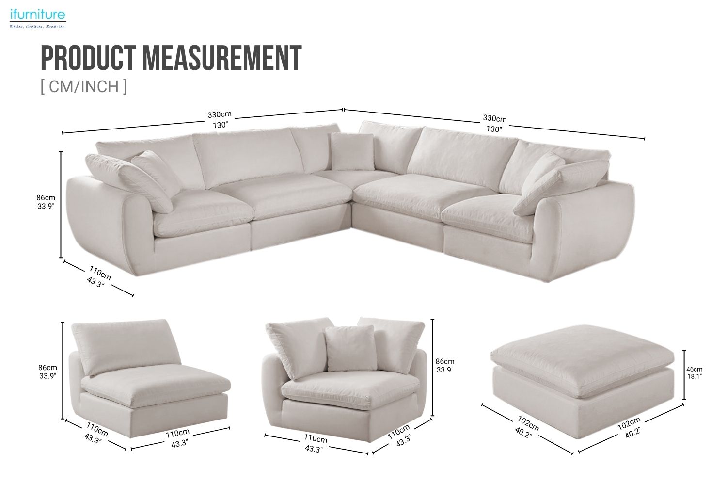 FAIRBANKS Goose Feather-Filled Modular Sofa Range-iFurniture-The ...