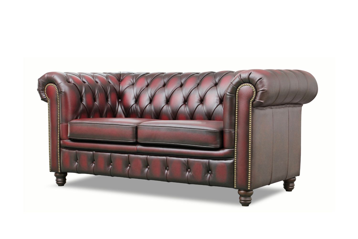WILLIFORD 100% Genuine Leather Chesterfield Sofa Range (Maroon ...