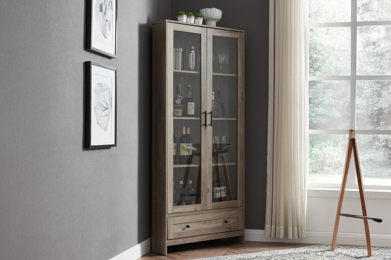 OTLEY Accent Corner Display Cabinet (Gray)-iFurniture-The largest ...