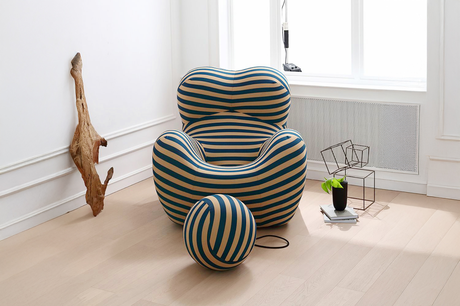 BOBBY Lounge Chair with Ottoman (Blue and Yellow)-iFurniture-The ...