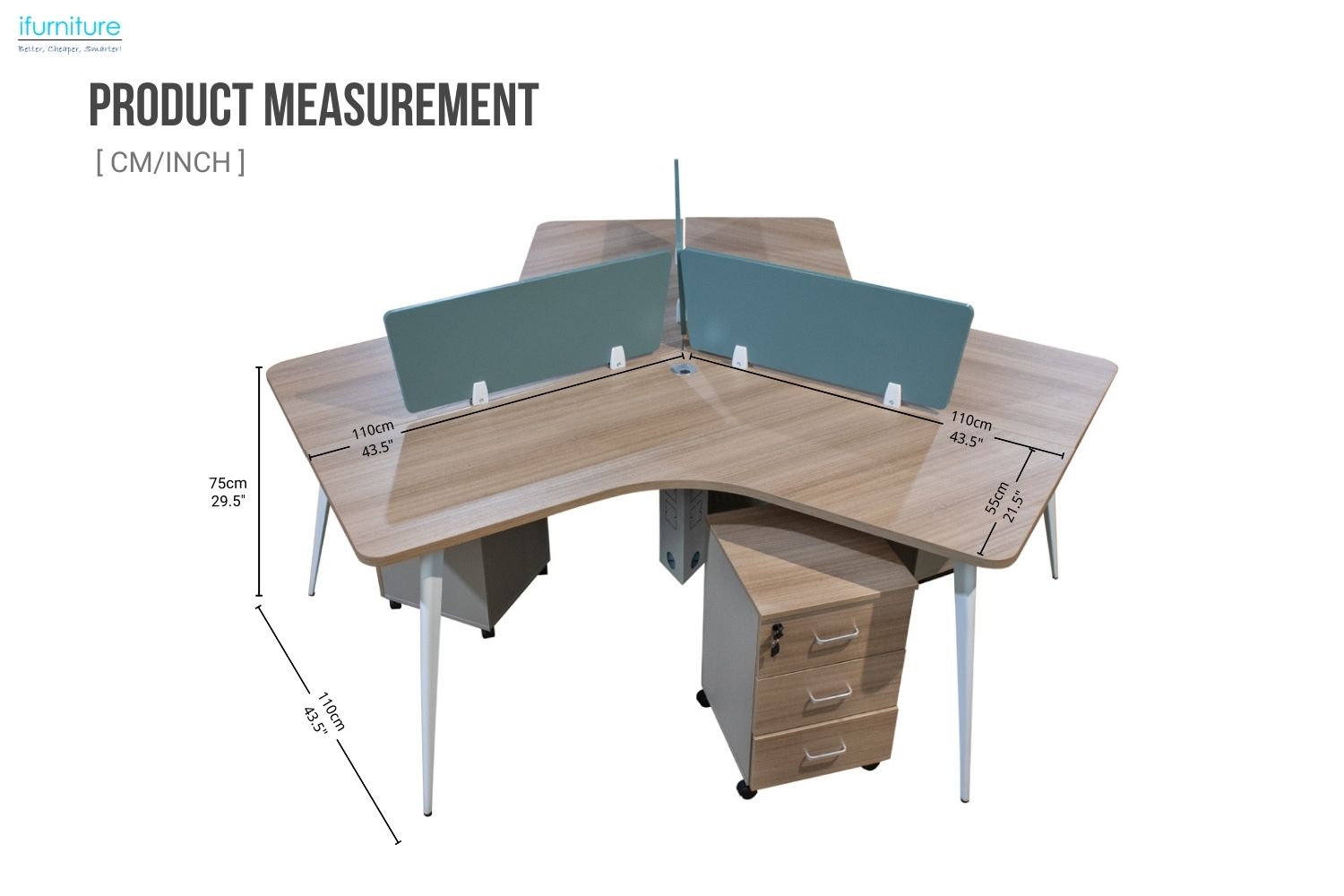 FOCUS Office System 3-Seater Triangle Desks-iFurniture-The largest ...