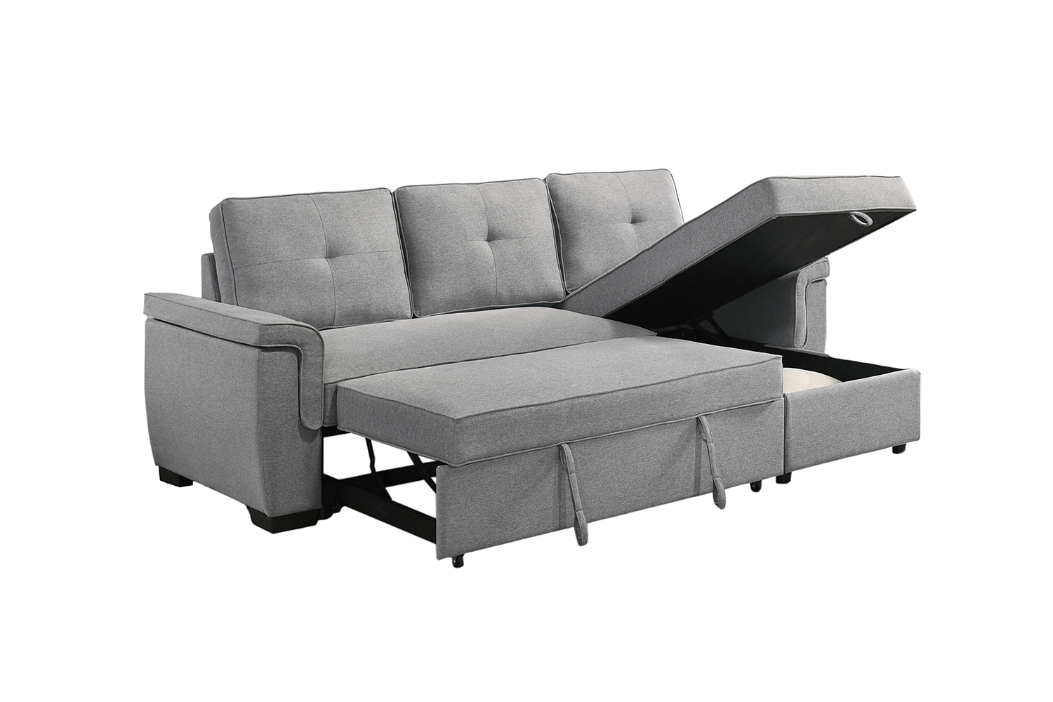 ELENA Reversible Corner Sofa/Pull-out Sofa Bed with Storage (Grey ...