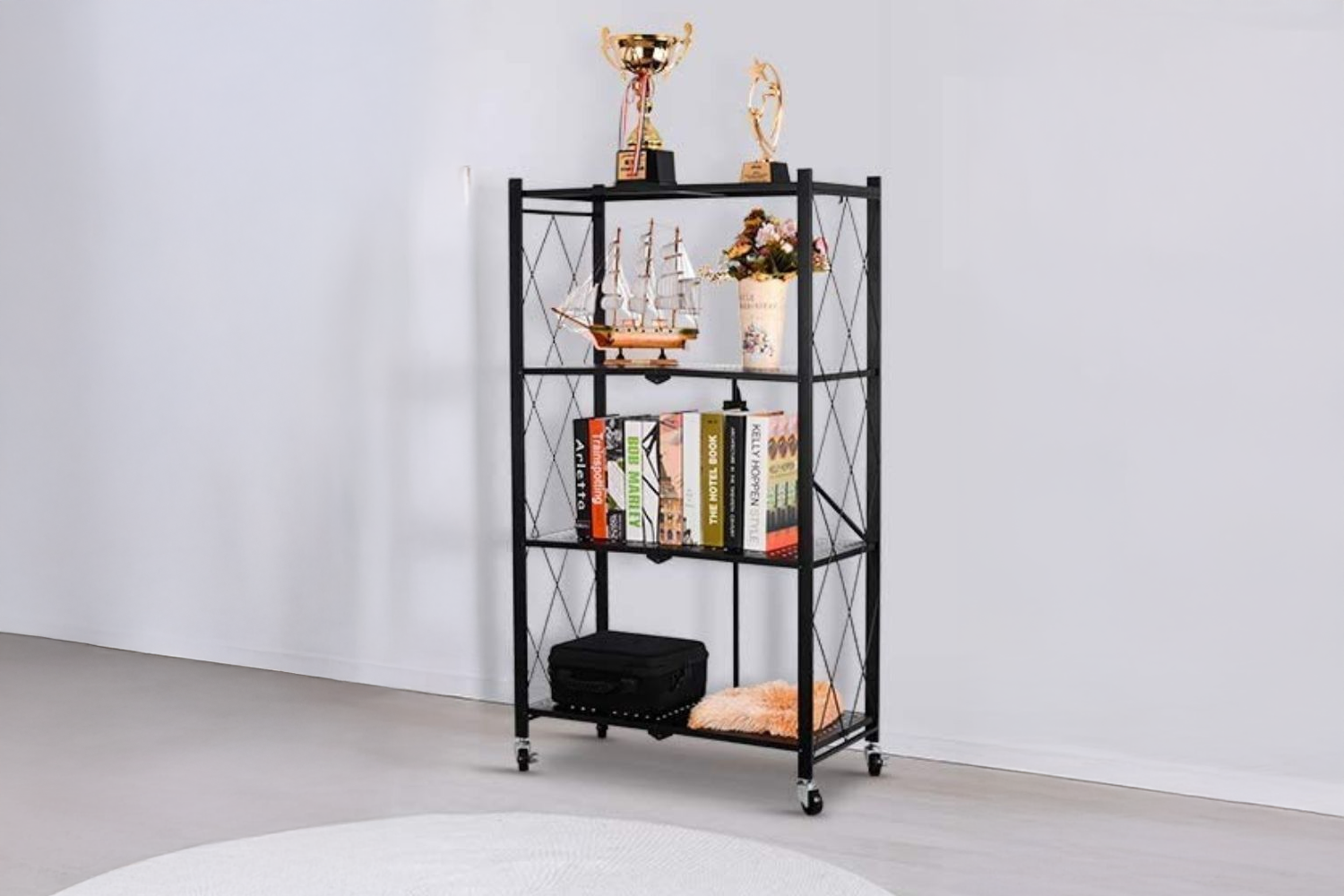 NNEVL 49"x28" 4-Tier Foldable Shelves with Wheels-iFurniture-The ...