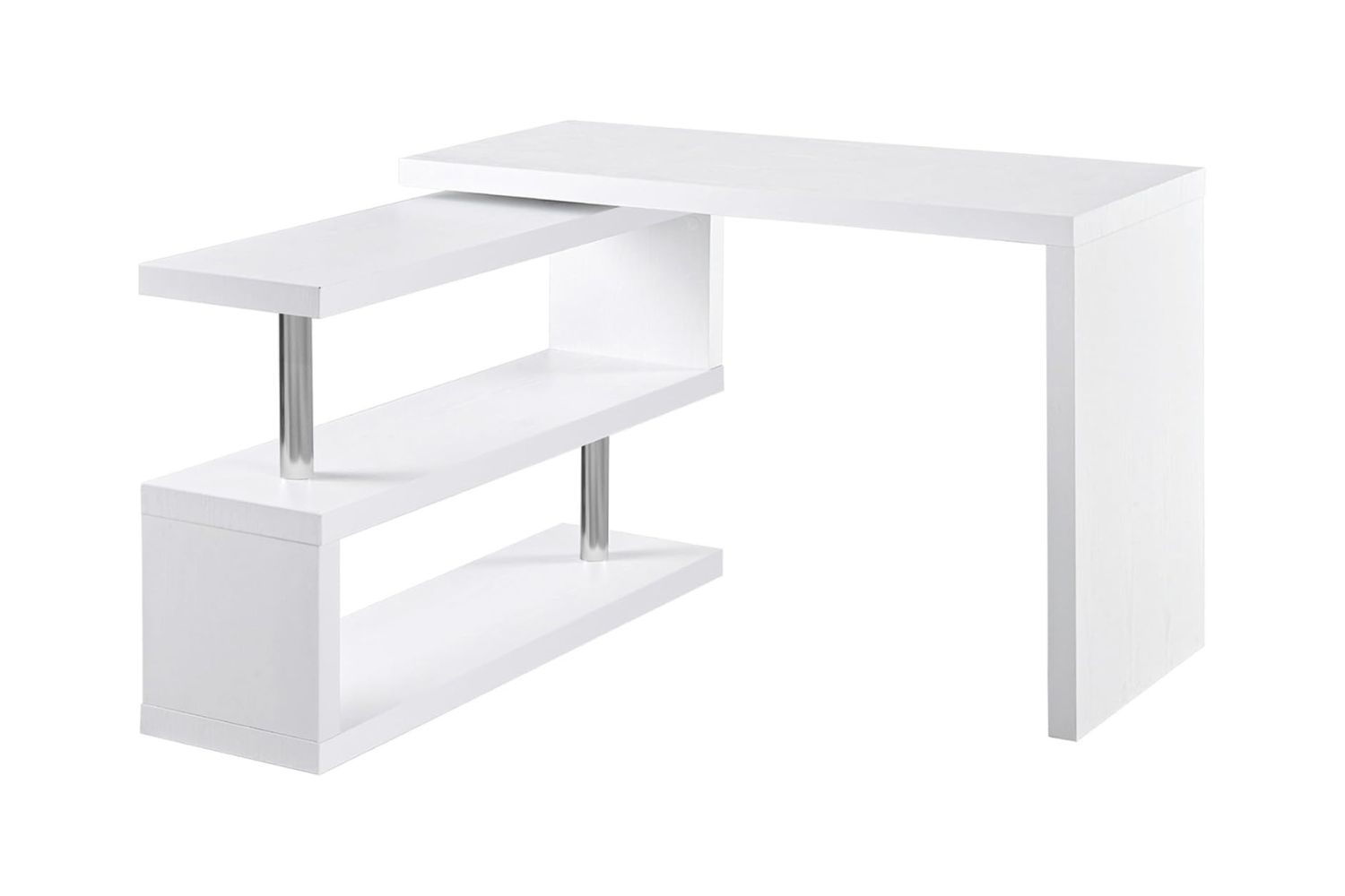 MACIE 360° Rotate Office Desk with Shelf (High Gloss White)-iFurniture ...