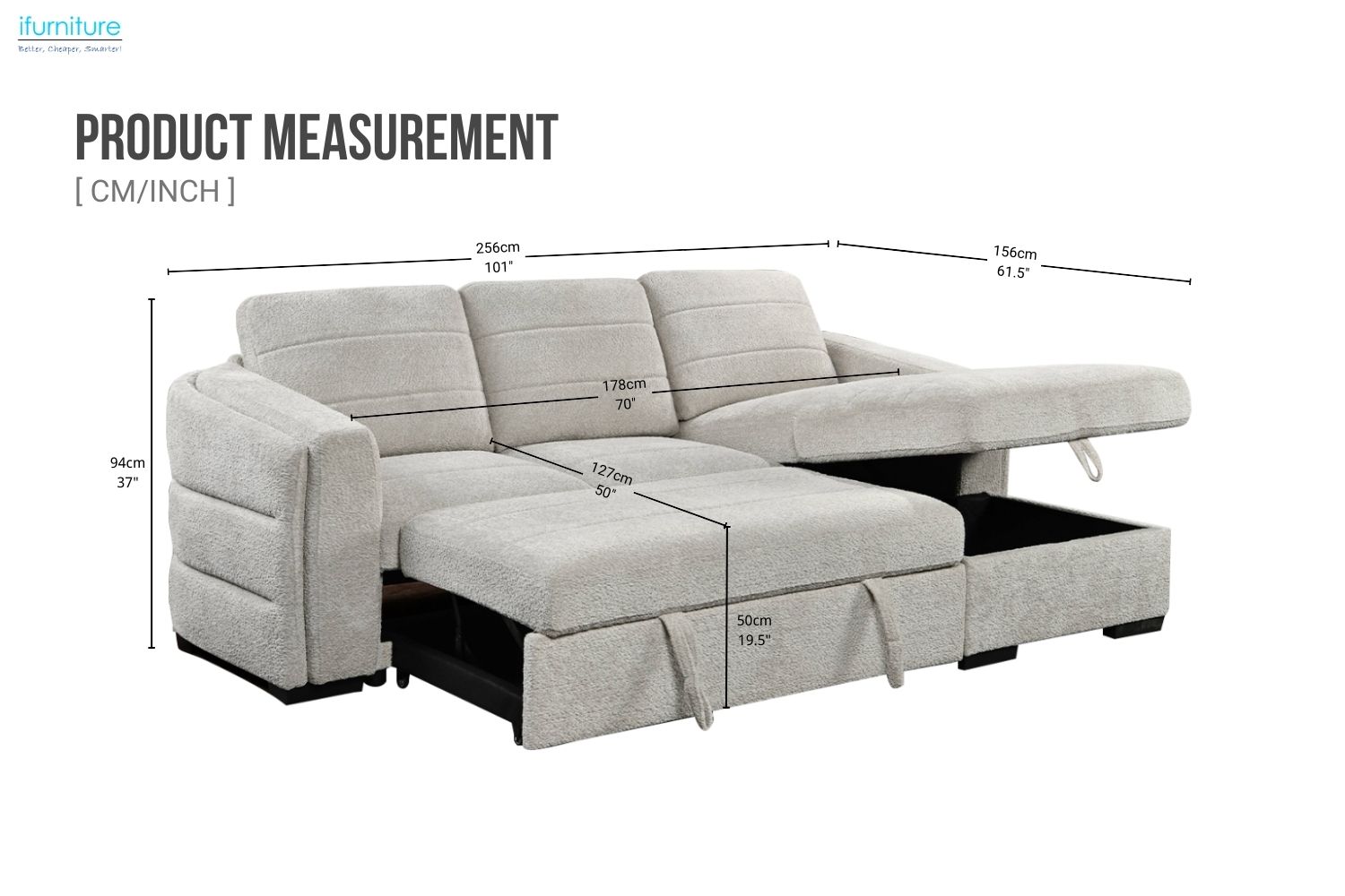 CHANEL Fabric Corner Sofa Bed with Storage-iFurniture-The largest furniture store in Edmonton ...