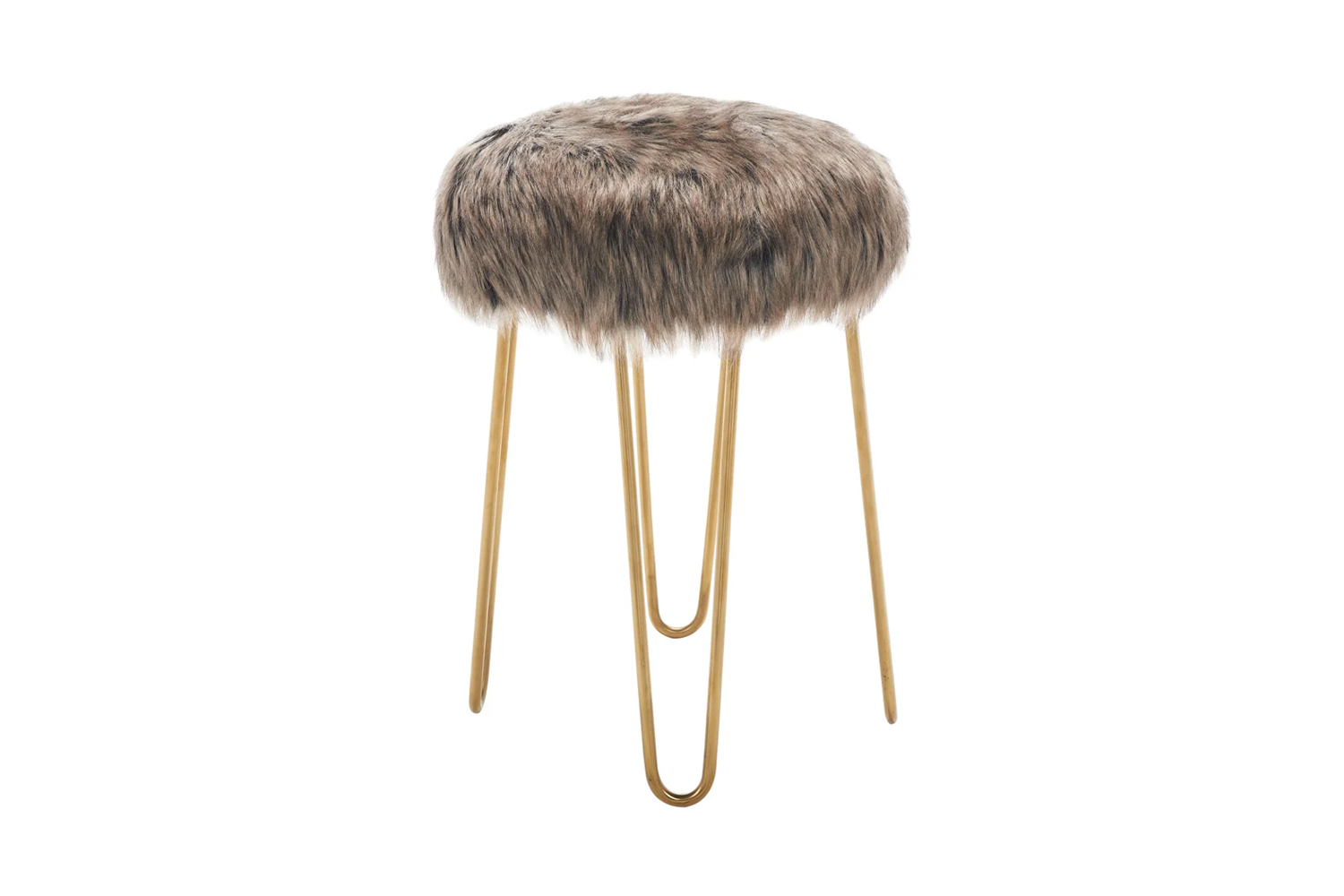 DAMAR Round Fur Stool with Metal Legs-iFurniture-The largest furniture ...