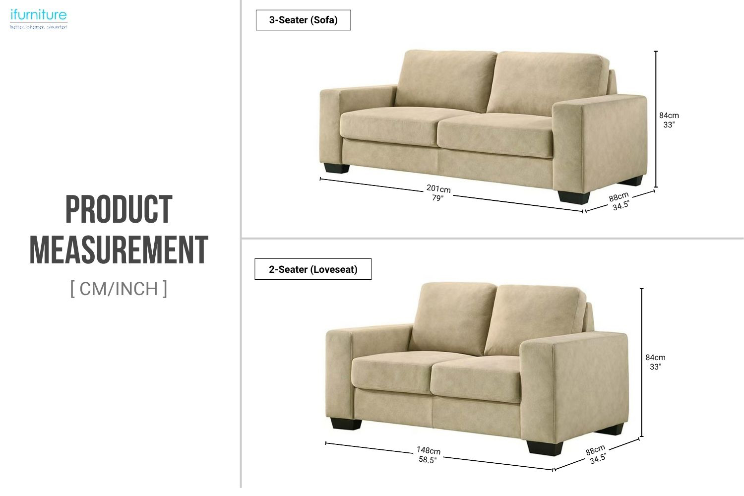 MODA 3/2 Seater Sofa Range (Beige)-iFurniture-The largest furniture ...