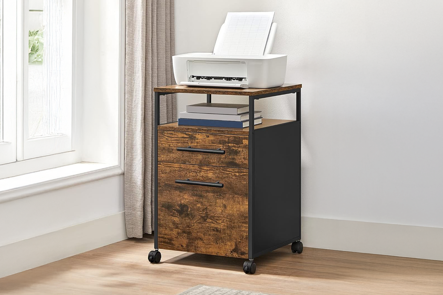 BASSETT 2-Drawer Bedside Table/File Cabinet with Wheels-iFurniture-The ...