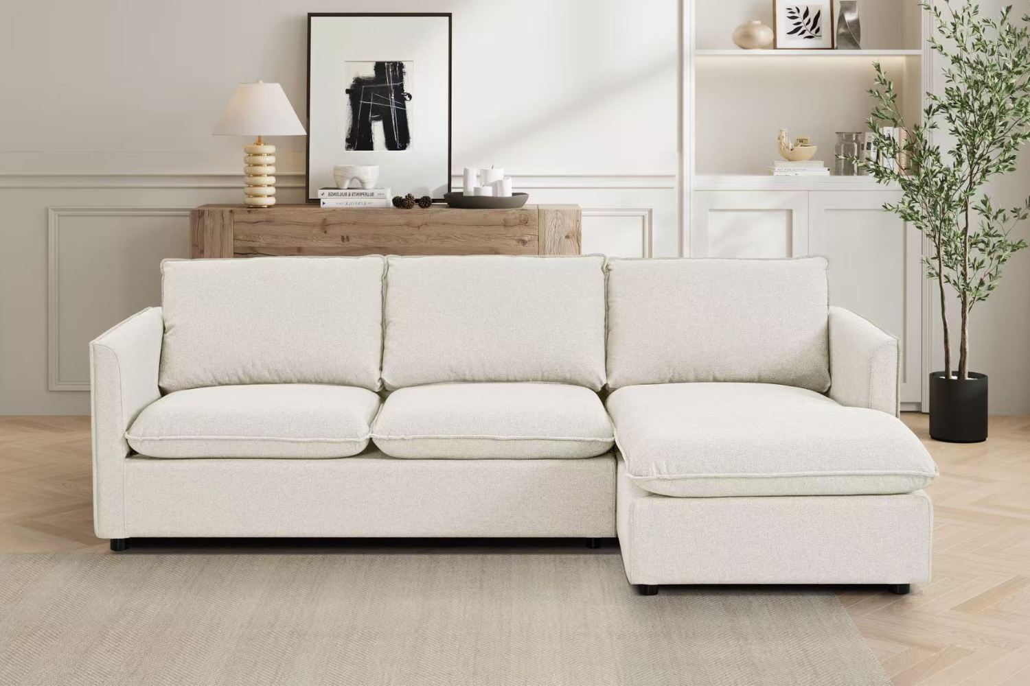 BENDON Fabric Sectional Sofa (Off White) - Water Resistant-iFurniture ...