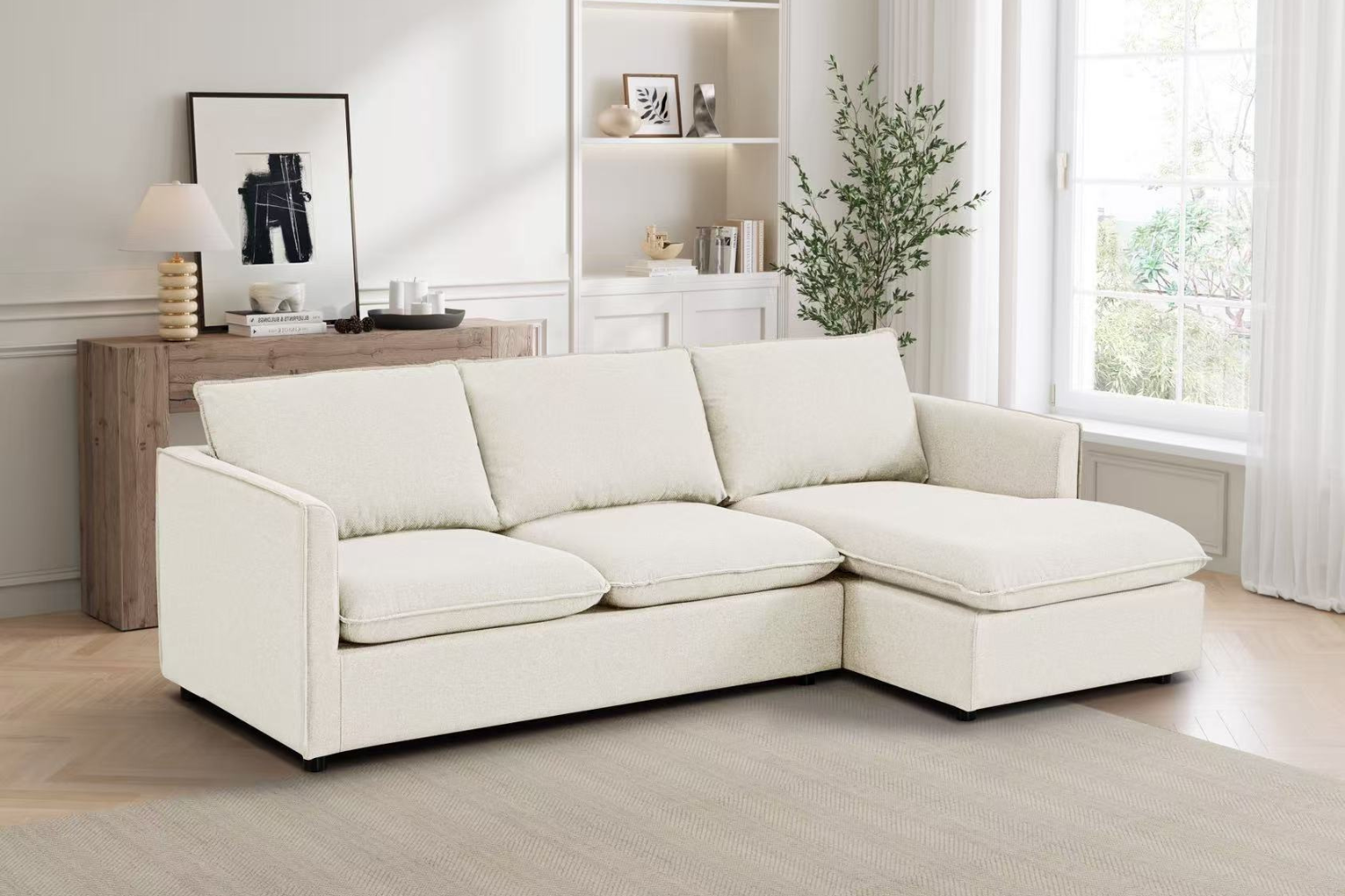 BENDON Fabric Sectional Sofa (Off White) - Water Resistant-iFurniture ...
