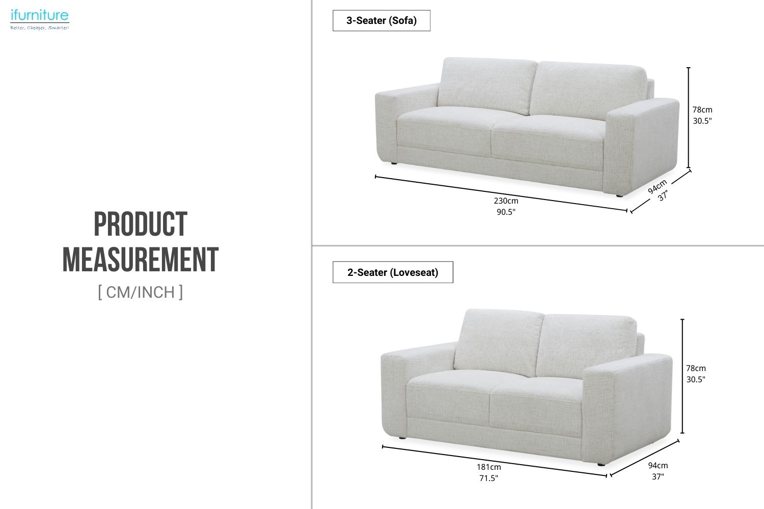 CORTONA 3/2 Seater Fabric Sofa Range - 3 Seater (Sofa)-iFurniture-The ...