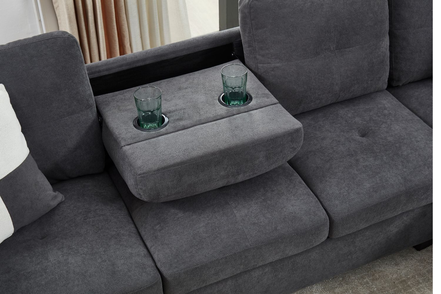 NEBULA Pro Sectional Sofa with Storage Ottoman & Drop-Down Console ...