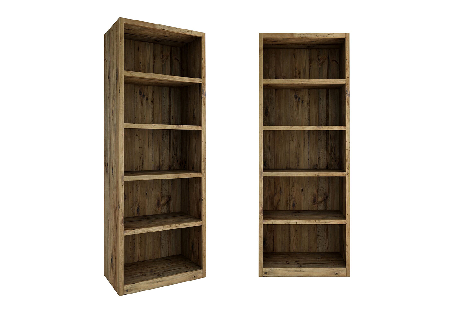 TIMBERA 94.5"x35.5" 5-Tier Solid Reclaimed Pine Wood Bookshelf ...