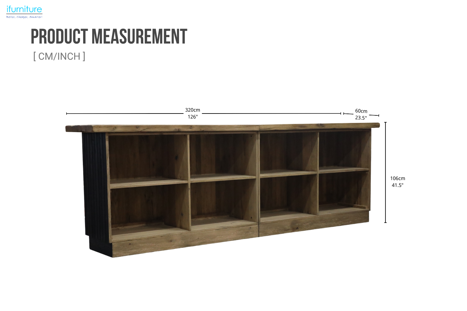 TIMBERA 126" Solid Reclaimed Wood Bar Counter with 8 Back Storage ...