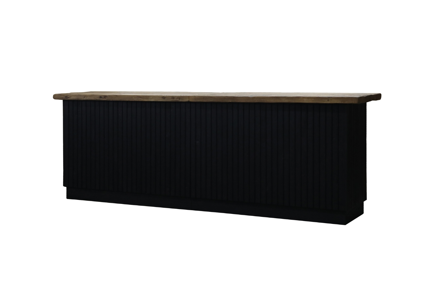 TIMBERA 126" Solid Reclaimed Wood Bar Counter with 8 Back Storage ...