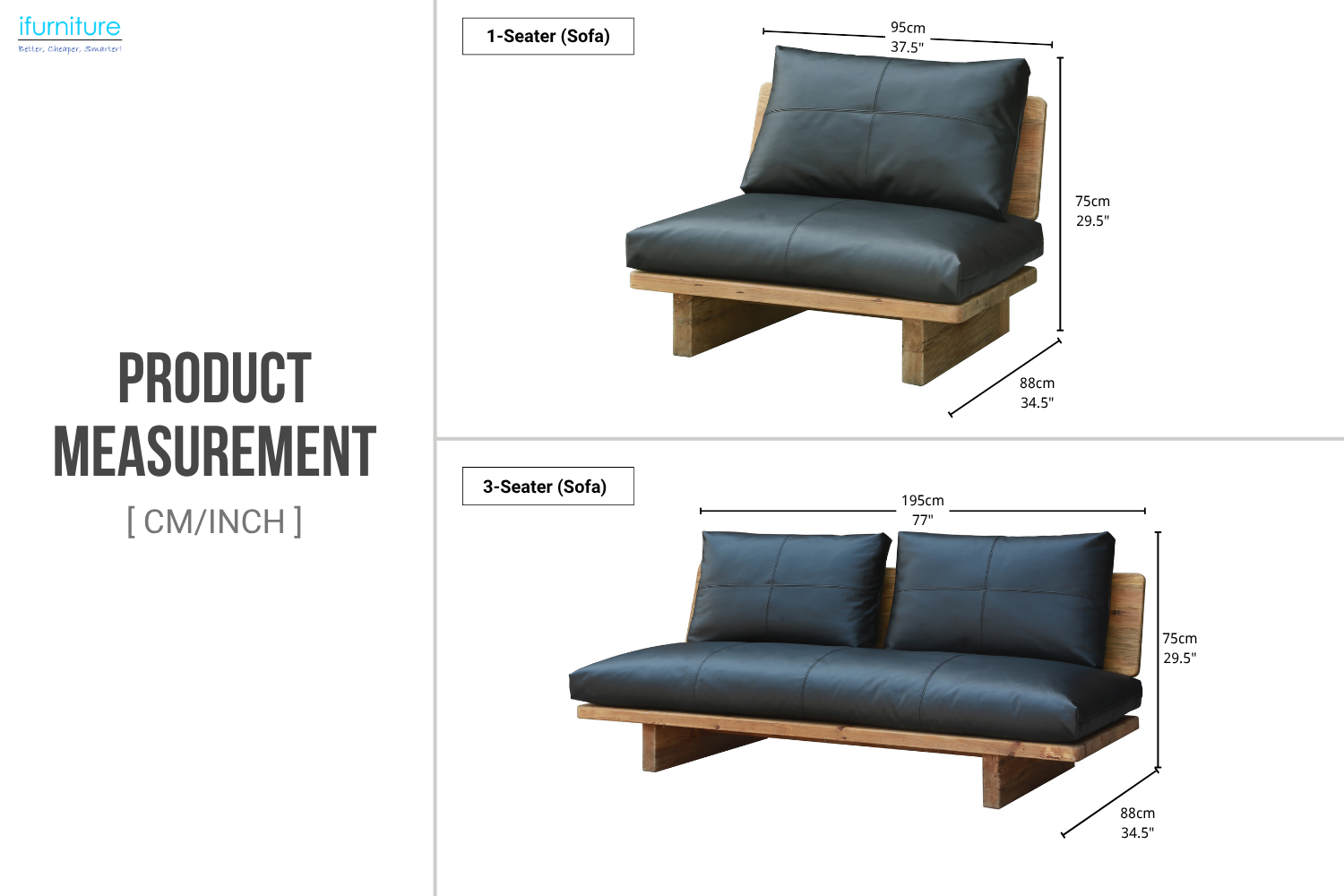 TIMBERA 3/1 Seater 100% Genuine Leather Reclaimed Pine Wood Sofa Range ...