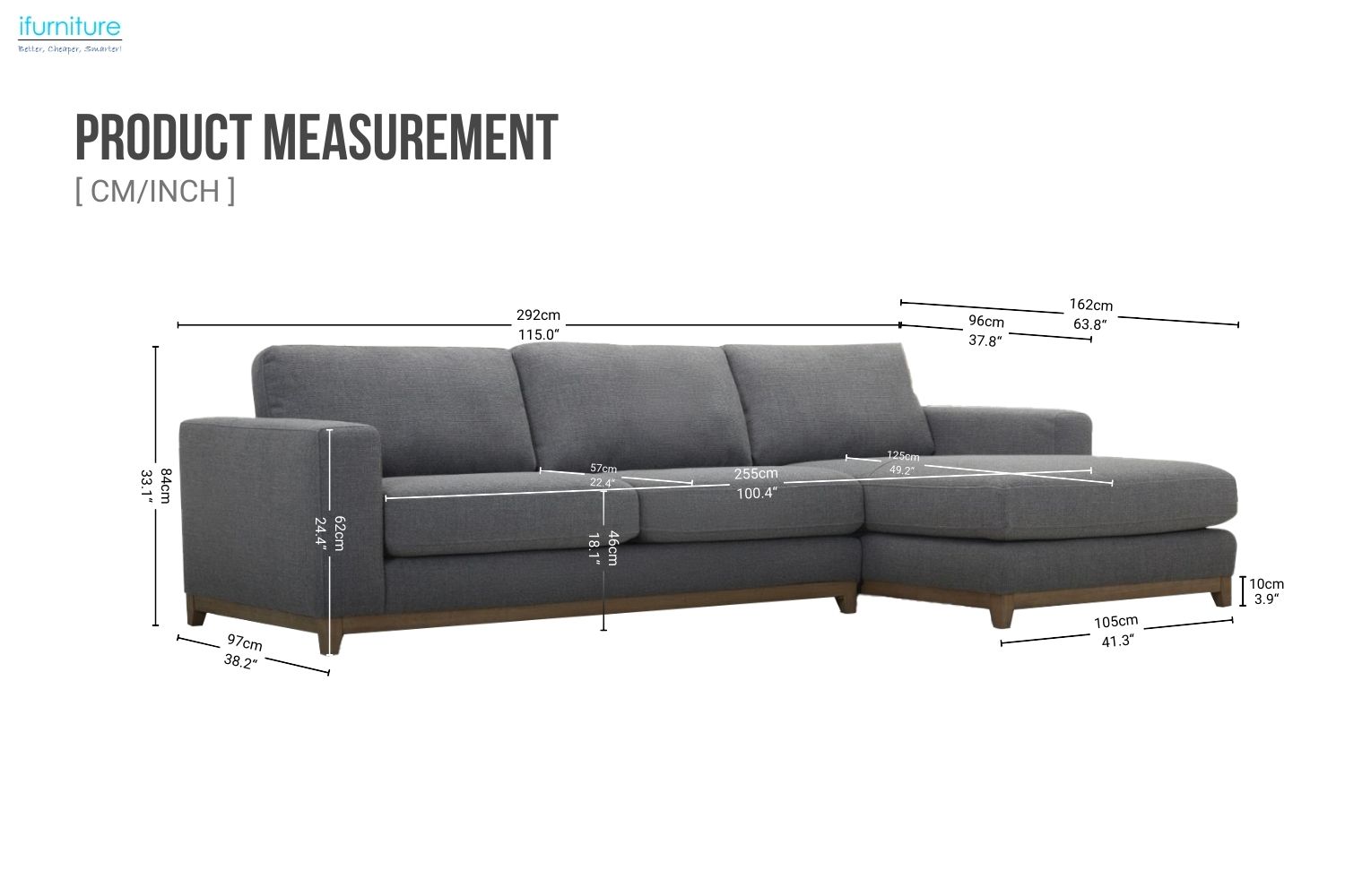 SIESTA Sectional Sofa (Dark Gray) - Chaise Facing Left-iFurniture-The ...