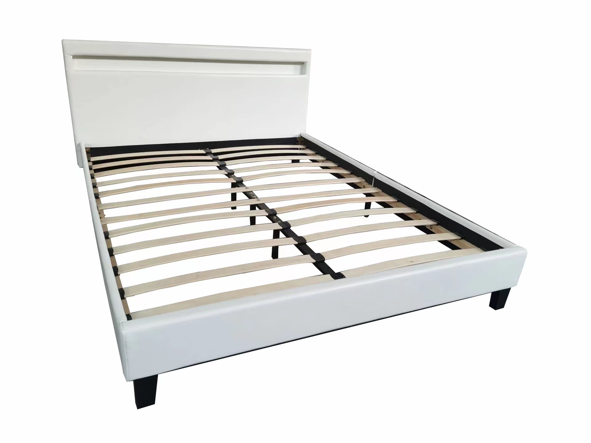[FLOOR MODEL CLEARANCE] MOBBY White Faux Leather Platform Queen Bed ...
