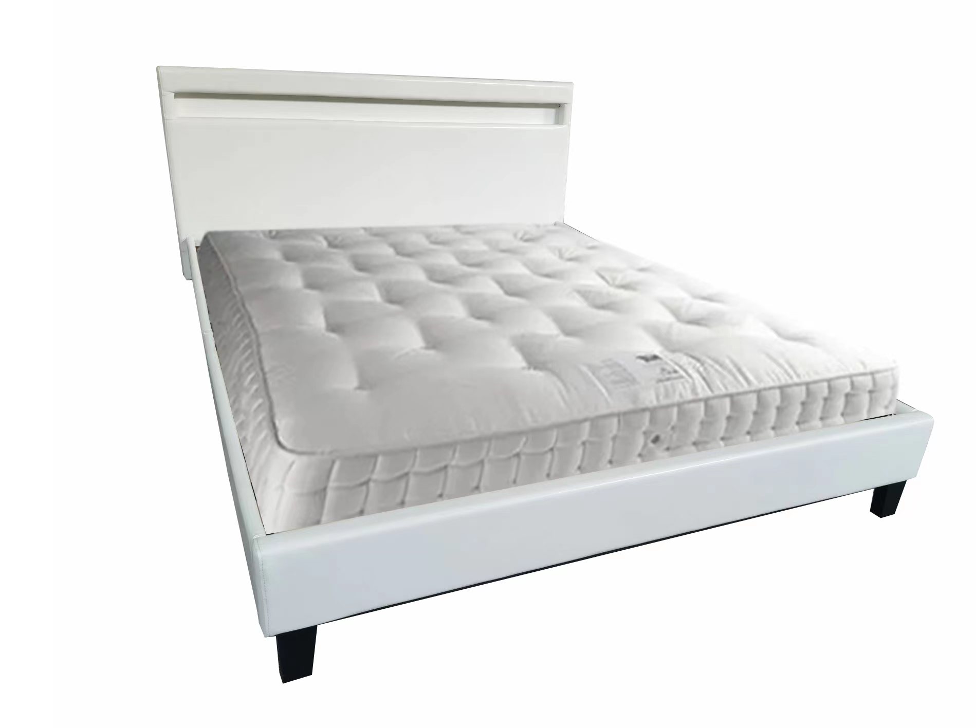 [FLOOR MODEL CLEARANCE] MOBBY White Faux Leather Platform Queen Bed ...